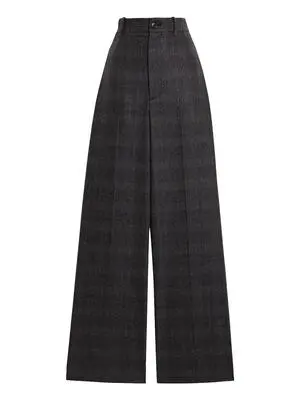 NILI LOTAN Johan Checked Wool-blend Wide-leg Pants - Charcoal