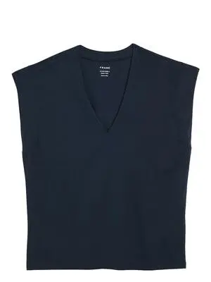 FRAME Le Mid-rise Cotton-jersey T-shirt - Navy