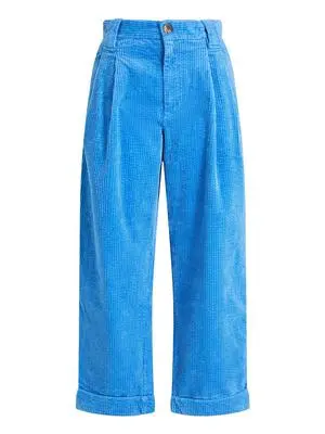 GANNI Cotton-blend Corduroy Wide-leg Pants - Azure