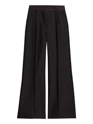 Zimmermann Wool And Silk-blend Duchess Satin Wide-leg Pants - Black