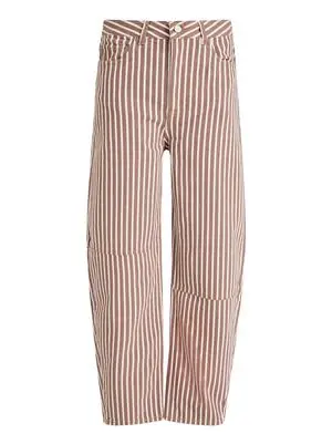 GANNI Striped Barrel-leg Jeans - Brown