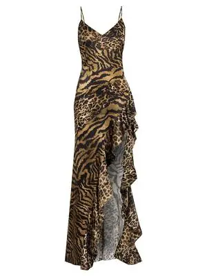 Retrofete Raelynn Ruffled Maxi Dress - Animal Print