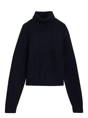 NILI LOTAN Andrina Cable-knit Turtleneck Sweater - Midnight Blue