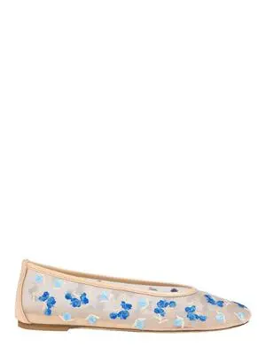 STUART WEITZMAN Embroidered Mesh Ballet Flats - Blush