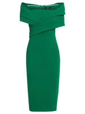 Badgley Mischka Off-the-shoulder Draped Crepe Midi Dress - Green