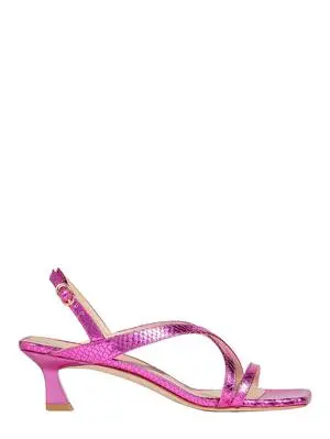STUART WEITZMAN Oasis 50 Metallic Snake-effect Slingback Sandals - Fuchsia