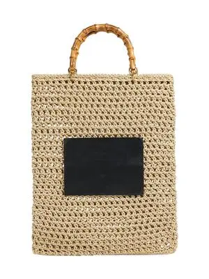 JIL SANDER Leather-trimmed Crochet Tote - Neutral