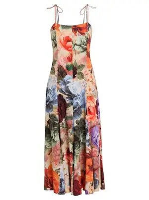 Alice + Olivia Jeanette Pleated Floral-print Crepe De Chine Midi Dress - Multicolor