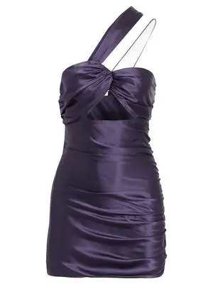 THE SEI Cutout Ruched Mini Dress - Dark Purple