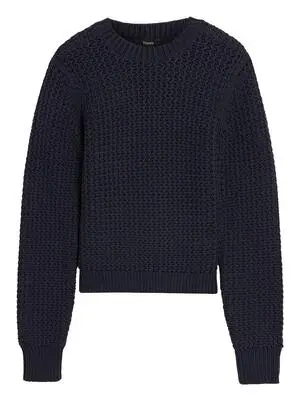 Theory Textured-knit Cotton-blend Sweater - Navy