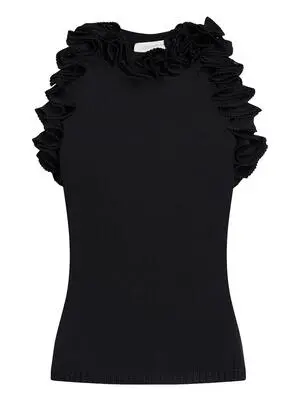 Zimmermann Ruffled Knitted Top - Black