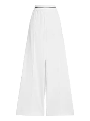 Brunello Cucinelli Cotton-blend Jersey Wide-leg Pants - White