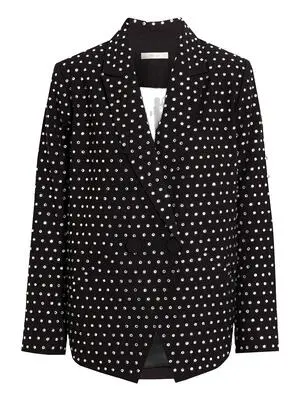 THE SEI Double-breasted Crystal-embellished Twill Blazer - Black