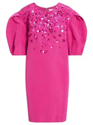 Carolina Herrera Embellished Silk-faille Mini Dress - Bright Pink