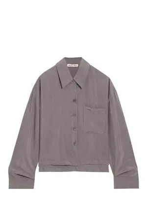 ALEX MILL Gemma Cropped Cupro-blend Poplin Shirt - Dark Gray