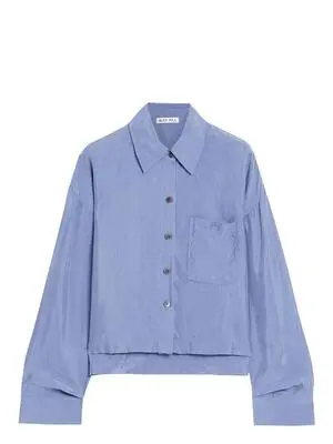 ALEX MILL Gemma Cropped Cupro-blend Poplin Shirt - Lavender