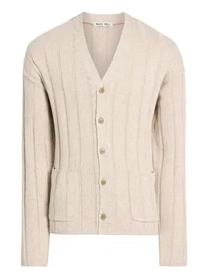 ALEX MILL James Ribbed Cotton And Linen-blend Cardigan - Beige