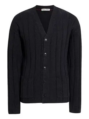 ALEX MILL James Ribbed Cotton And Linen-blend Cardigan - Navy