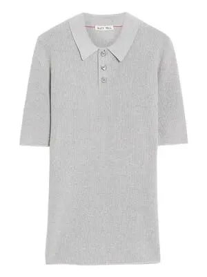 ALEX MILL Jayce Ribbed Cotton And Linenblend Polo Shirt Light Gray
