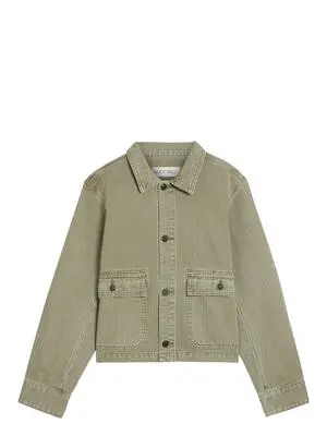 ALEX MILL Marfa Herringbone Cotton Jacket - Army Green