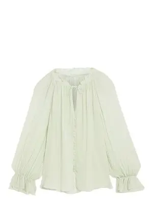 Alice + Olivia Josephine Ruffled Chiffon Blouse - Mint