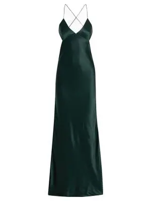 THE SEI Cutout Silk-satin Gown - Dark Green