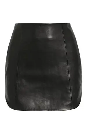 THE SEI Leather Mini Skirt Black
