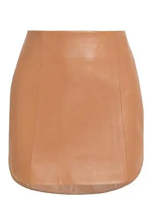 THE SEI Leather Mini Skirt Camel