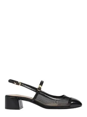 STUART WEITZMAN Mesh And Leather Slingback Mary Jane Pumps - Black