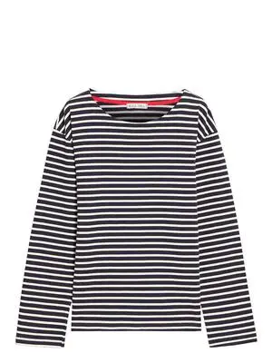 ALEX MILL Striped Cotton-jersey Top - Midnight Blue