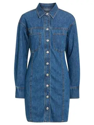 ALEX MILL Marissa Denim Mini Shirt Dress - Mid Denim