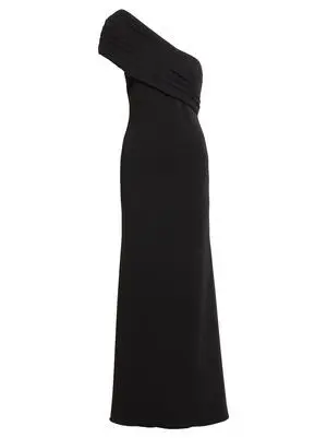Badgley Mischka One-shoulder Draped Crepe Gown - Black