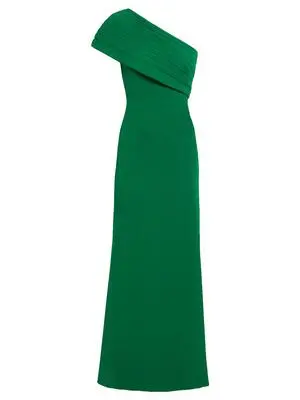 Badgley Mischka One-shoulder Draped Crepe Gown - Green