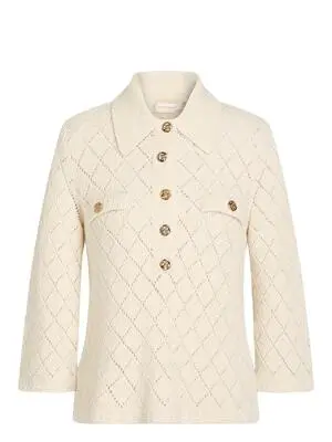 Zimmermann Pointelle-knit Polo Sweater - Cream