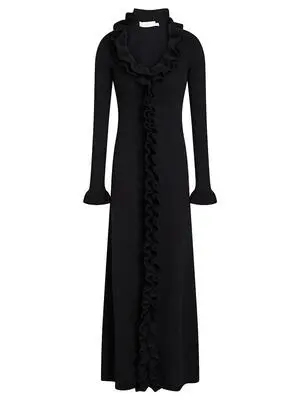 Zimmermann Ruffled Wool Maxi Dress - Black