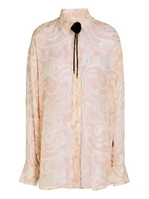 Zimmermann Appliquéd Printed Georgette Shirt - Blush