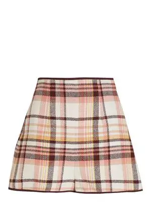 Zimmermann Checked Linen And Cotton-blend Tweed Mini Skirt - Ivory