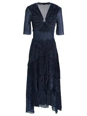 Maje Tiered Lamé Midi Dress - Indigo