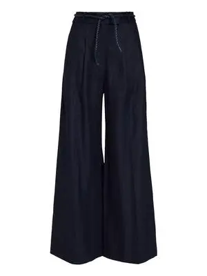 Zimmermann Wide-leg Linen Pants - Navy