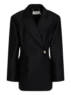 Zimmermann Double-breasted Wool And Silk-blend Blazer - Black
