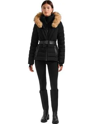 Rudsak Fitted Quilted Puffer With Faux-fur Trim - Black