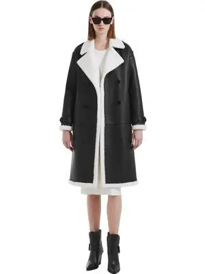 Rudsak Vegan Leather Overcoat - Black