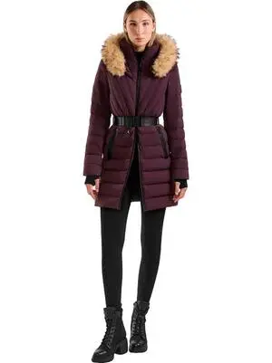 Rudsak Quilted Down Parka With Faux Fur Trim - Burgundy