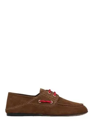 Sandro Suede Boat Shoes With Laces - Natural