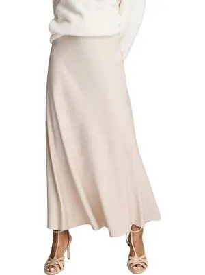 KENNETH COLE Flare Satin Maxi Skirt - Tanline