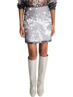 KENNETH COLE Printed Organza Miniskirt - Mink Taupe/oyster