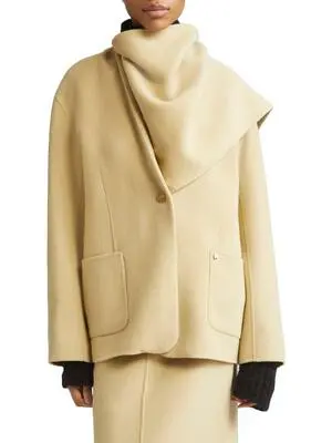 EENK Wool & Cashmere Jacket With Scarf Detail - Mustard Wool Blend