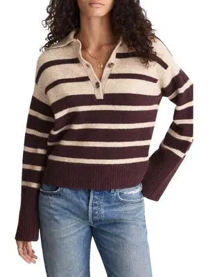 Madewell Cloudsoft Striped Polo Sweater - Black Iris Stripe