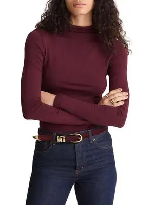 Madewell Ruched Mock Neck Top - Dark Pomegranate