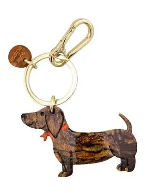 SOLAR ECLIPSE Hand-painted Dachshund Key Chain Bag Charm - Brown